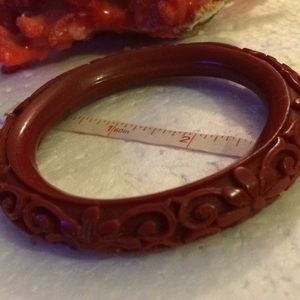 Vintage | Jewelry | Vintage Engraved Cinnabar Bangle | Poshmark